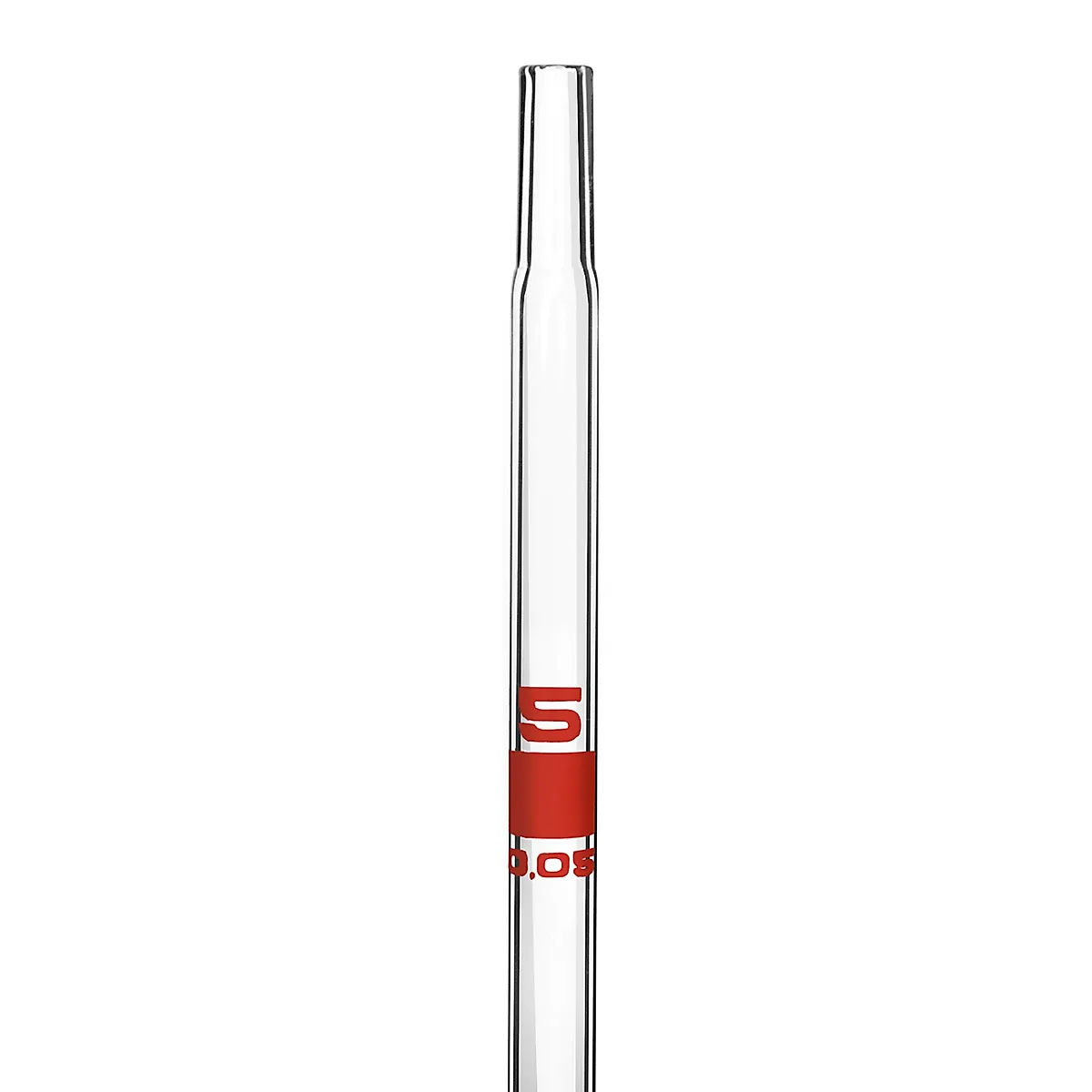 EISCO Serological Pipette, 5ml - Class A, Tolerance ±0.030ml - Blue Graduations - Color Code, Red - Calibrated for Delivery to Jet - Borosilicate Glass