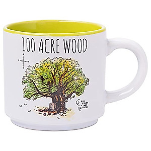 Silver Buffalo Winnie the Pooh 100 Acre Wood Destination 4-Pack Ceramic Mug Stack, 10-Ounces