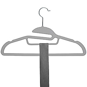 Simplify 24 Pack Ultimate Velvet Hangers with Collar, Tie & Scarf Bar, Cami Tank Hooks, Huggable Space Saver, 16.125"x 9"x .1875", Gray