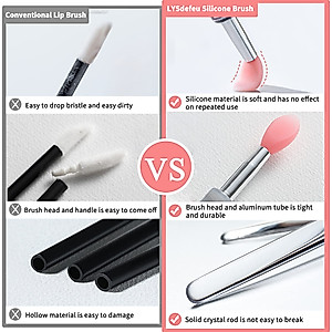 Silicone Lip Brush with Lid-6Pcs Lipstick Lip Mask Brushes,Chrome Nail Powder Applicator Brushes, Silicone Nail Art Brushes With Cover,Reusable Nail Glitter Powder Pen Brush,Lip Eyeshadow Makeup Stick