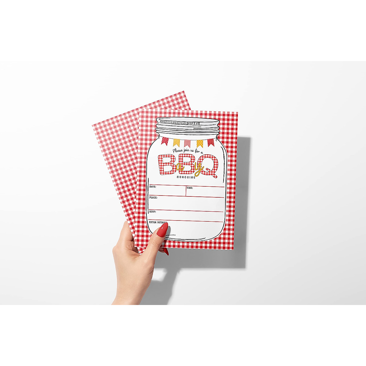 BabyQ BBQ Baby Shower Invitations For Girl or Boy, Diaper Raffle Cards Included, 20 Invites