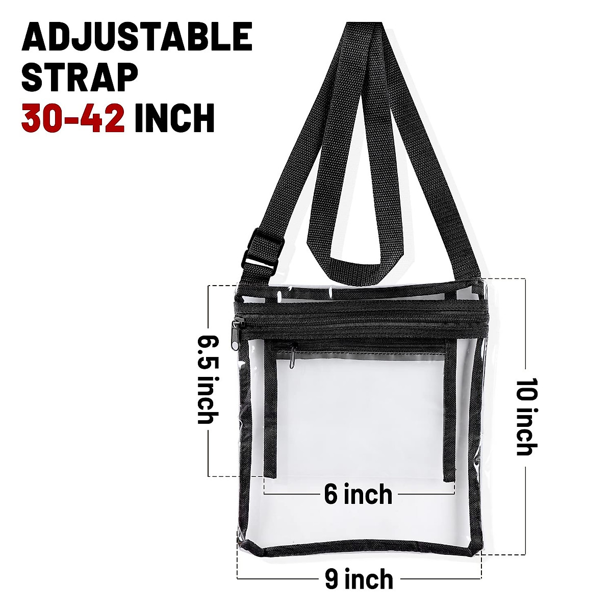 NymphFable Clear Stadium Bag with Inner Pocket and Adjustable Straps Transparent Concert Purse Tote Bag