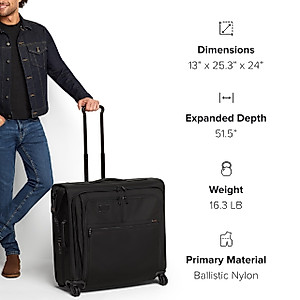 TUMI - Alpha Extended Trip 4-Wheeled Garment Bag with TSA Lock - Stores Suits, Coats, Dresses, and Shoes - Black