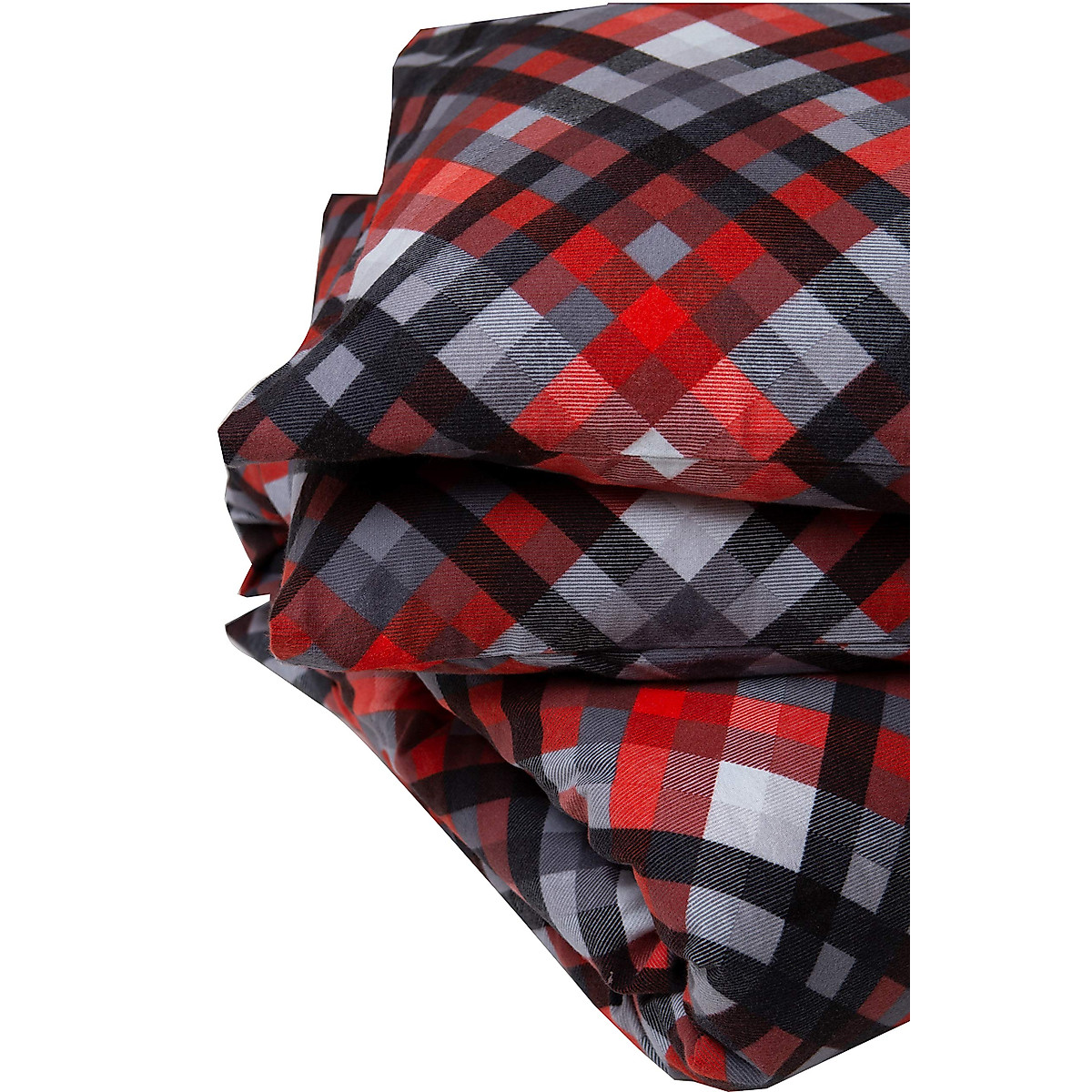 Friends at Home 180 Gram Cotton Heavyweight Flannel Duvet Cover Sets (Grey/red/Black, King)