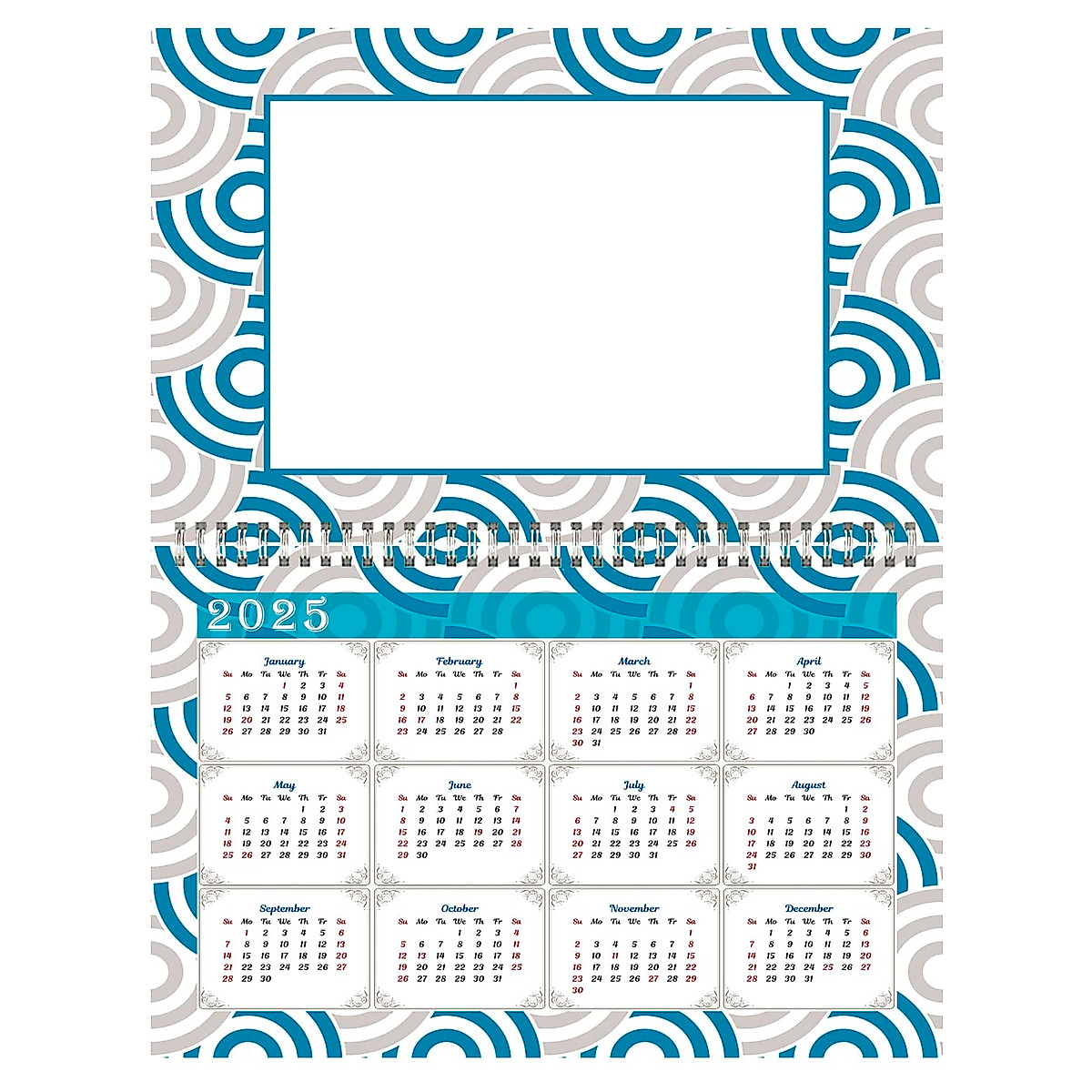 2024 Photo Frame Wall Spiral-bound Calendar (Add Your Own Photos) - 12 Months Desktop/Wall Calendar/Planner - (Geometrics Edition #004)