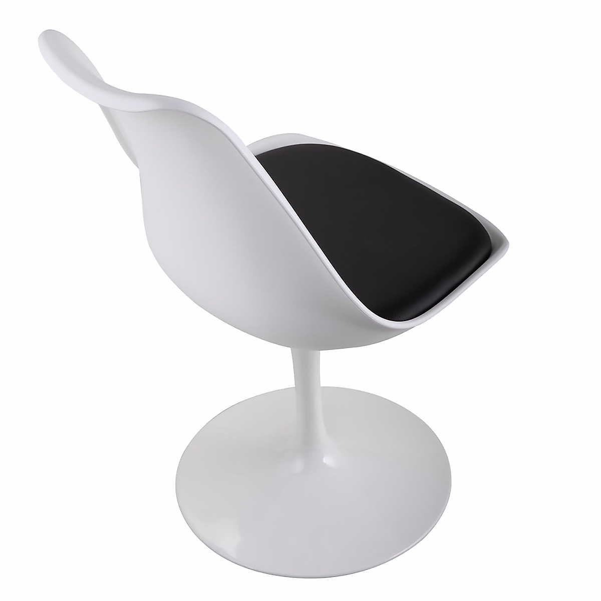 Gecheer Swivel Tulip Side Chair for Kitchen and Dining Room Bar with Cushioned Seat and Curved Backrest, White and Black