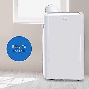 hOmelabs Portable Air Conditioner 14000 BTU - Cools Rooms up to 600 Sq. Ft. - Quiet AC Unit with Wheels, Washable Filter and Remote Control (New DOE 8600 BTU)