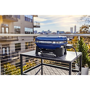 Weber Lumin Compact Outdoor Electric Barbecue Grill, Blue - Great Small Spaces such as Patios, Balconies, and Decks, Portable and Convenient