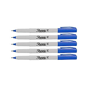 Sharpie Permanent Markers, Ultra Fine Point, 5-Count (BLUE)