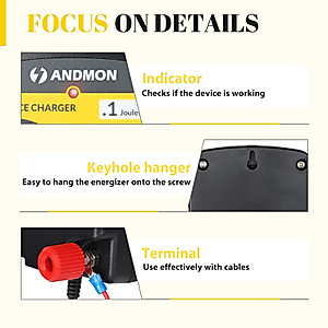 AC10 Electric Fence, 2-Mile/ 8 Acres Electric Fence Charger for Preventing to Prevent Bears, Raccoons, Skunks Intruding, Electric Fence Energizer Output Voltage 5000 v 0.12 Joule