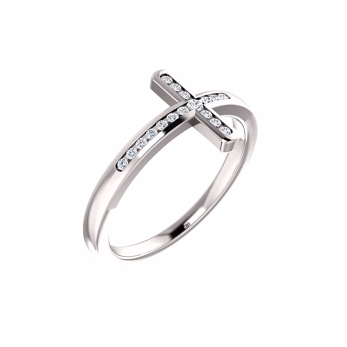 FB Jewels 14k White Gold 1/10 CTW Diamond Sideways Cross Ring