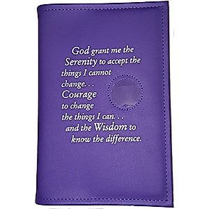 Culver Enterprises Alcoholics Anonymous AA Big Book Cover Serenity Prayer Medallion Holder Purple Orchid