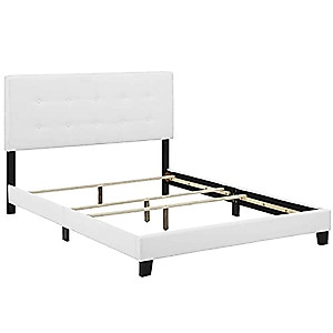Modway Amira Tufted Fabric Upholstered Full Bed Frame With Headboard In White