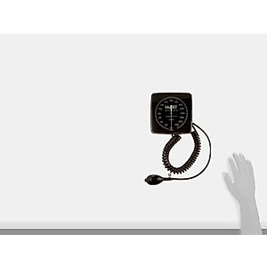 Graham-Field Wallmax Aneroid Sphygmomanometer - Wall Mounted Gauge, Latex Free, Manual Blood Pressure Monitor with Adult Black Cuff, V222B