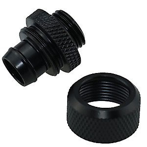 CZQC Black PC Water Cooling System Soft Tube Connector 2PCS G1/4" to 3/8" ID, 1/2" OD Compression Fitting for Soft Tubing