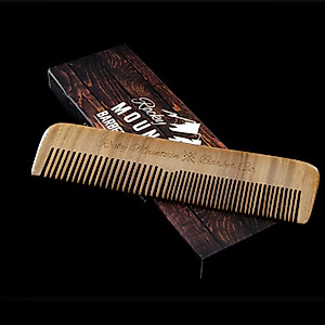 Hair Comb - Wood with Anti-Static & No Snag with Fine and Medium Tooth for Head Hair, Beard, Mustache with Premium Carrying Pouch in Design in Gift Box