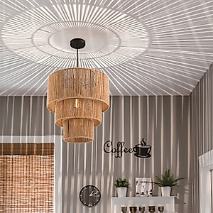 c cattleya 3-Tiered Large Farmhouse Chandelier Lighting, Natural Paper Rope Hanging Pendant Lights, Hand-woven Ceiling Light Fixture Chandeliers for Kitchen Dining Room Bedroom Hallway Entryway