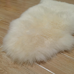 Kopal Sheepskin Rug 2x3 ft Genuine Australian Lambskin Area Rug for Bedroom Living Room Kid's Room, Super Soft and Fluffy, Single Pelt - White/Ivory