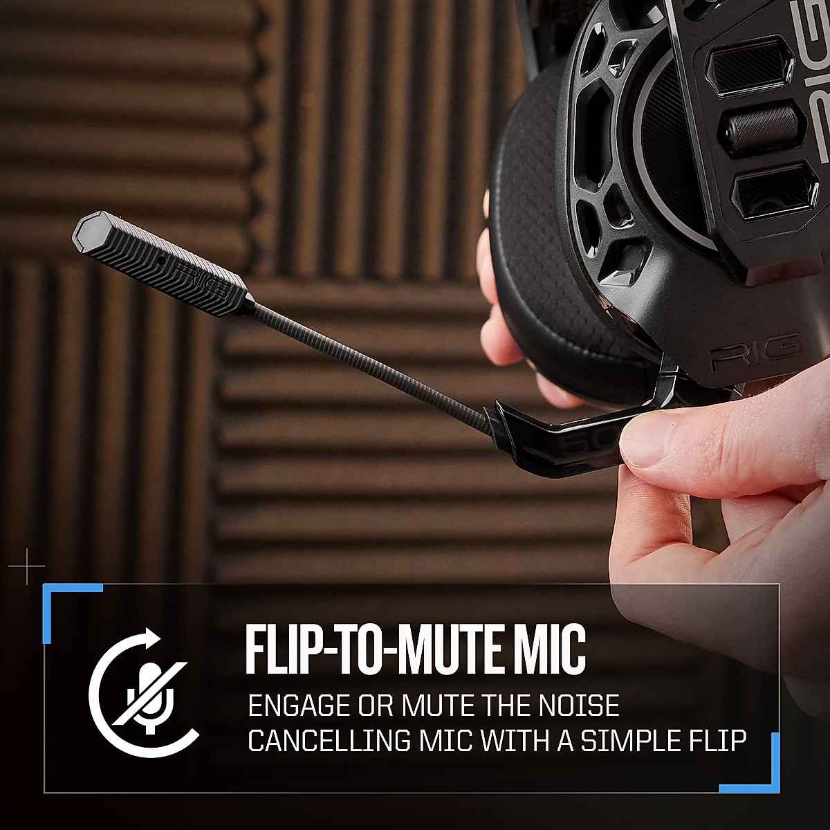 RIG 500 PRO HS Officially Licensed PlayStation Competition-Grade Headset with RIG Audio Dial for PS4, PS5, PC - 50mm Speaker Drivers - Flip to Mute Noise Canceling Mic