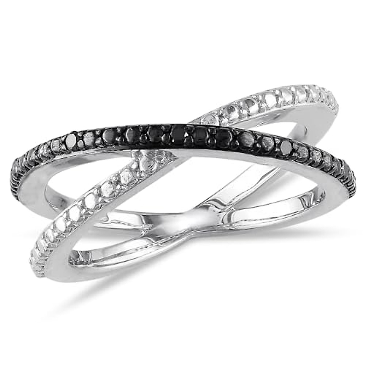Black Diamond Criss-Cross Ring in Sterling Silver