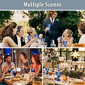 Blue Glasses Goblets, Drinkware 12 Ounce Water Glasses Wine Glasses Set of 6.Great for Party,Wedding