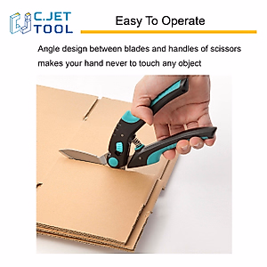 C.JET TOOL 10" Heavy Duty Scissors, Carpet Cutter, Industrial Scissors, Multipurpose, Scissors for Carpet, Cardboard, Leather, Pruning, Gardening, Professional Soft Grip Stainless Steel (Turquoise)