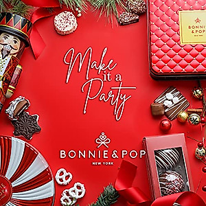 Bonnie and Pop's Holiday Tin- with Assorted Christmas Chocolate, Nuts, Bark, Truffles – Festive, Corporate, Family, Gift Basket Idea for Men and Women