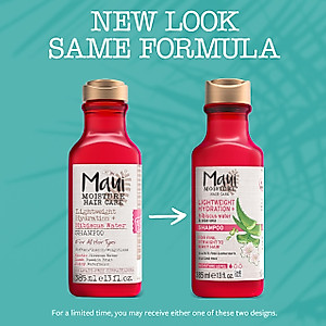 Maui Moisture Lightweight Hydration + Hibiscus Water Shampoo for Daily Moisture, No Sulfates, 13 fl oz