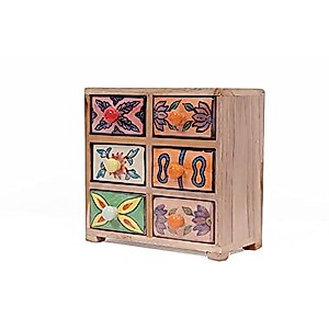 Tyagi-Export -6 Drawer Wide Tower Ceramic Organizer Storage Cabinet Chest of Drawers Jewellery Organizer Drawer Box Drawers 9.5 x 4.5 x 9.5 Inch