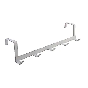 Evangelia.YM Over The Door 5 Hooks Storage Rack for Kitchen Household Bathroom Organizer - Clothes Coat Hat Rope Towel Hanger Metal Art Crafts Tools (White)