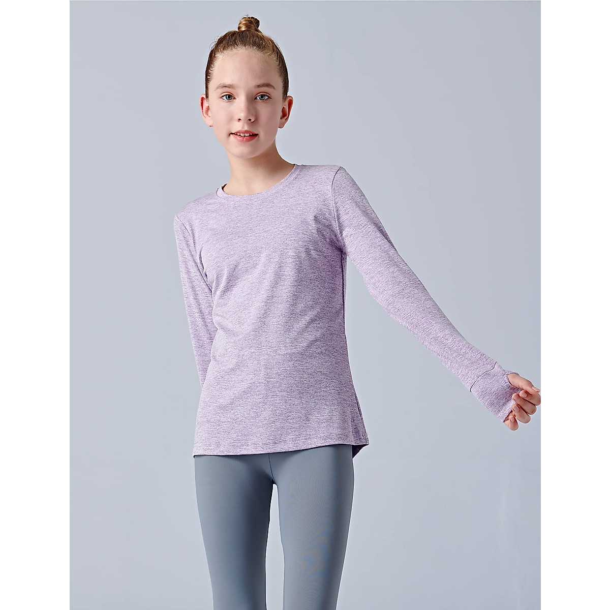 3 Pack: Youth Girls Long Sleeve Shirts Active Dry Fit Athletic Performance Clothes Kids Teens Sports Tees with Thumbholes (Set 1, Small)