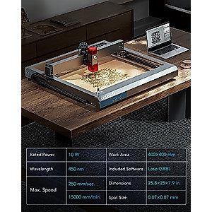 OMTech Light B10 Laser Engraver, 10W Output Diode Laser Module with Air Assist, Desktop Wood Laser Cutter Metal Engraver Machine, Ultra Fast & Precise Mini Laser Engraving Machine for Home Office DIY
