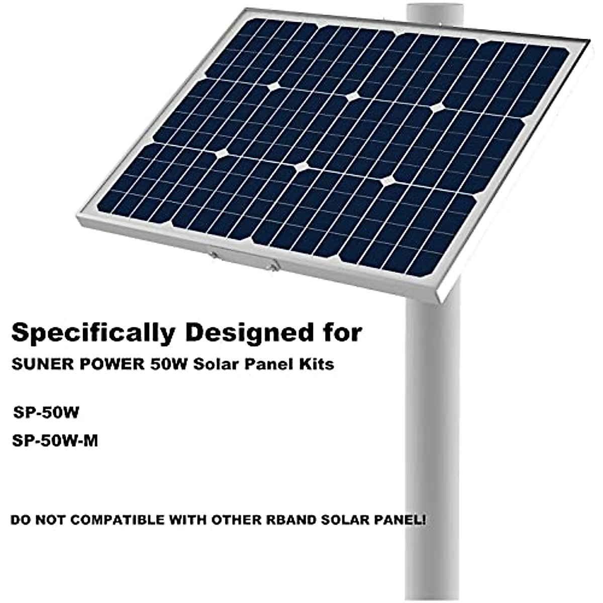 Adjustable Pole Mounting Bracket Rack Kit for 50W Solar Panel - Fit Pole Dia 2.35 - 4.0 Inch / 60mm - 100mm