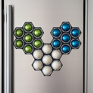 Hemiola Coffee Pod Holders, Honeycomb Capsule Organizer Set Intended for Nespresso Vertuoline Pods, Fridge and Wall Mount, Magnetic and Foam Tape Included, Pack of 3, Holds Up to 21 Pods