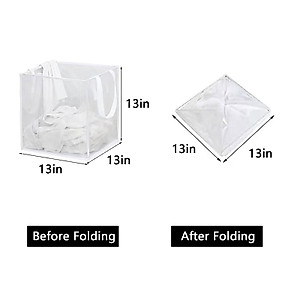 Typutomi 4 Pack Popup Laundry Hamper, Small Collapsible Mesh Laundry Baskets Dirty Clothes Basket with Handle Cube Storage Basket for Washing Storage,Toy Storage,Dorm and Travel(White,13 Inch)