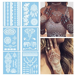 6 Sheets Temporary Tattoo,Flash Fake Waterproof Body Tattoos Stickers Women Wedding Party