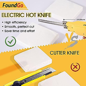 FoundGo 250W Electric Hot Knife Foam Cutter Styrofoam Cutting Tool Hot Wire Foam Cutter for EPS, XPS, Polyethylene with Storage Case& 6"/8"/10" Blades