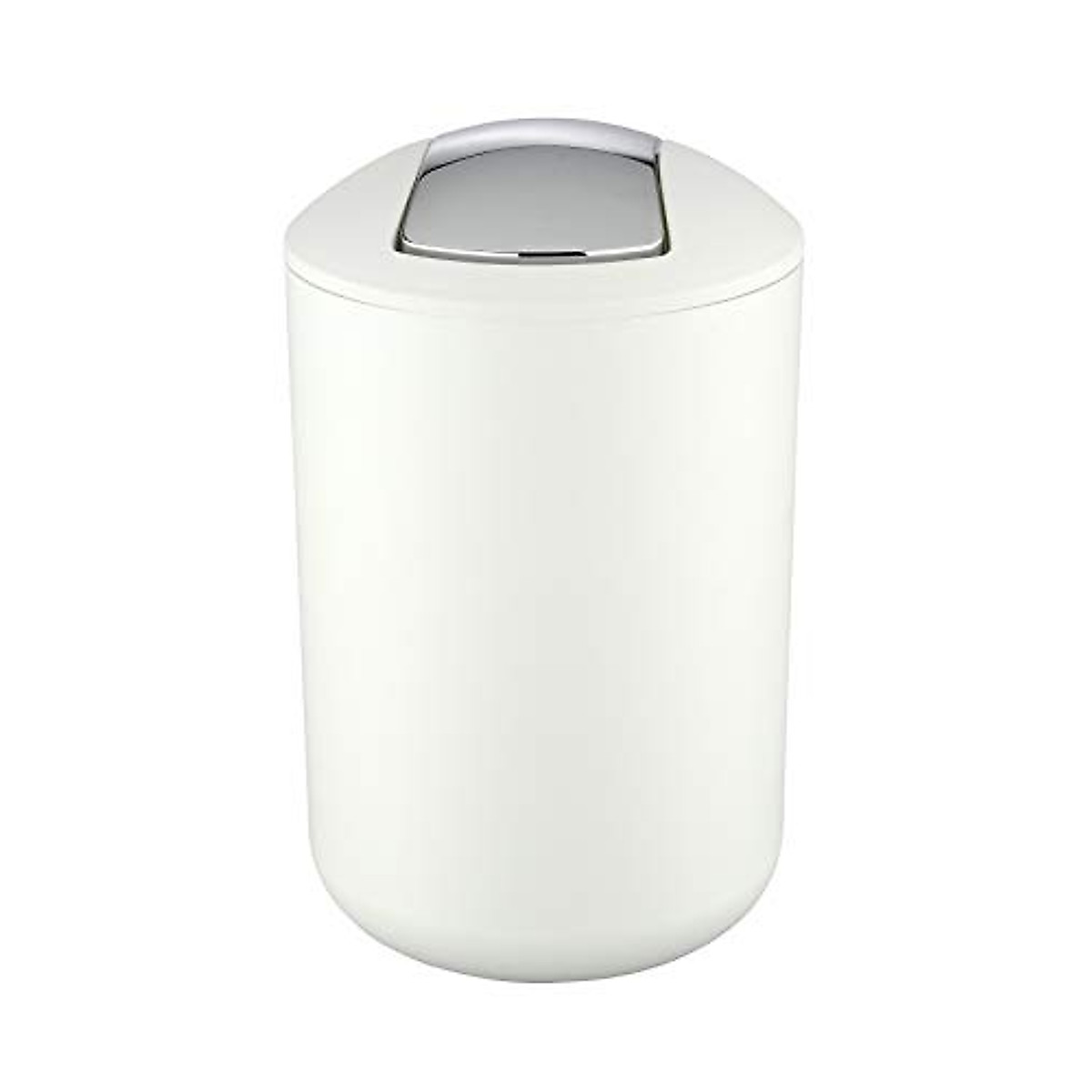 WENKO 21207100, Garbage Bin with Swing Lid, Bathroom Trash Can, Waste Basket for Small Spaces, Bedroom, Office, Guest Toilet,1.7 gal, White, 7.68 x 7.68 x 12.2 in, 19.5 x 19.5 x 31 cm