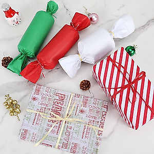 LOADSFUN Christmas Tissue Paper Bulk, 120 Sheets Christmas Tissue Paper for Gift Bags Assorted Design Gift Wrapping Paper, Red Green White Tissue Paper for Xmas Decor Holiday Crafts (Letters)