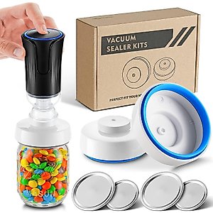Electric Jar Vacuum Sealer for Mason - Handheld Food Vacuum Saver Canning Jars Seal Pump Kit Attachment for Mason Jar Wide Regular Mouth Compatible with FoodSaver Vacuum Can Sealer Machine Accessories