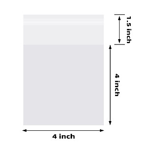 Morepack Cookie Bags for Gift Giving,Self Sealing Cellophane Bags 4x4 Inches,Clear Resealable Cellophane Bags Self Adhesive Individual Cookie Bags for Packaging 200Pieces