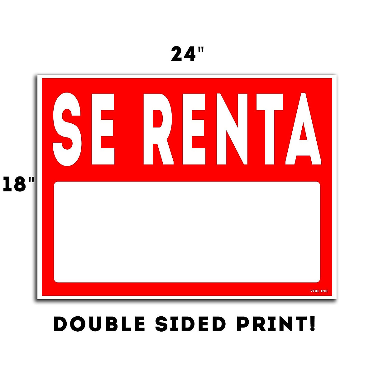 Large 24" x 18" - SE RENTA - Spanish Home For Rent Yard Sign with Metal Ground Stake Included - Double Sided - Waterproof - Made in America!