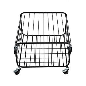 Laundry Hamper with Wheels,Large-size Metal Laundry Basket Cart,Rolling Wheeled Clothing Hamper for Living Room,Bathroom,Closet,Bedroom(Black)