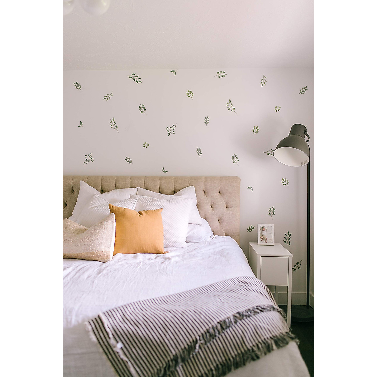 Modern Maxwell Wall Art Decals for Girls Nursery, Bedroom, Living Room Eden Greenery Leaf Room Sticker Set 44 Pieces