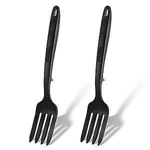 cobee 2Pcs Silicone Flexible Forks, 11.6 Inch Heat Resistant Cooking Fork Dishwasher Safe Large Fork Non Stick Blending Fork Multifunctional Kitchen Utensil