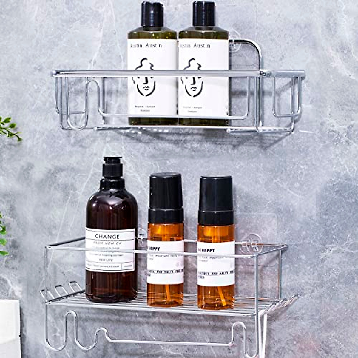 Alta by AuggieChino 2 Pack Shower Caddy, Strong and Traceless Adhesive, Multi-fuction Shower Organizer, No Drilling, Stainless Steel, Kitchen Caddy, Rust Resistent