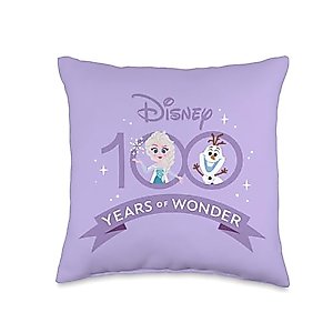 Disney 100 Anniversary Frozen Elsa and Olaf Wonder D100 Throw Pillow, 16x16, Multicolor