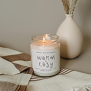 Sweet Water Decor Warm and Cozy Candle | Pine, Orange, Cinnamon, and Fir Winter Scented Soy Candles for Home | 9oz Clear Jar, 40 Hour Burn Time, Made in the USA