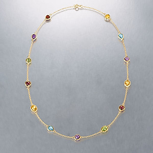 Ross-Simons 7.85 ct. t.w. Multi-Gemstone Station Necklace in 18kt Gold Over Sterling. 16 inches