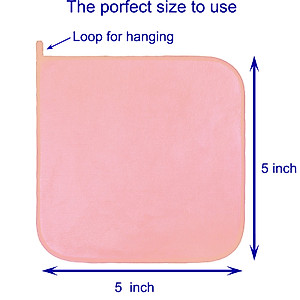 Extra Thick Makeup Remover Cloth (10 pack) Reusable Microfiber Makeup Remover Pads Cotton Rounds Face Pads Eye Makeup Remover Pads Gift Box Packaging for Women 5" X 5" - Pink